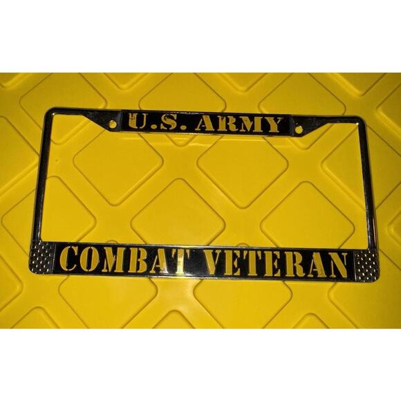 Other | Us Armycombat Veteranlicense Plate Framechromed Cast Metal ...